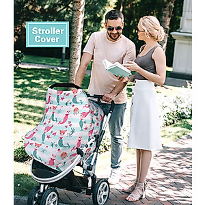 Car Seat Covers for Babies, Infant Carseat Canopies for Boys Girls, Opening Nursing Cover with Breathable Interactive Window, Soft Carrier Cover Newborn Shower Gift