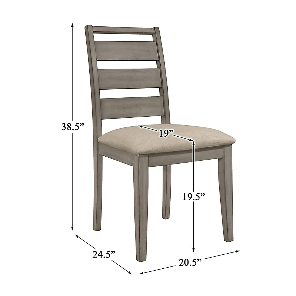 Lexicon Bainbridge 19.5" Wood Dining Room Side Chair in Gray (Set of 2)