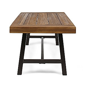 Christopher Knight Home Carlisle Outdoor Acacia Wood Coffee Table, Sandblast/Rustic Metal