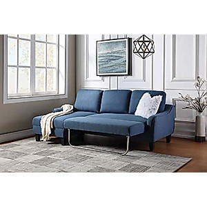 OSP Home Furnishings Lester Chaise Sleeper Sofas, Blue