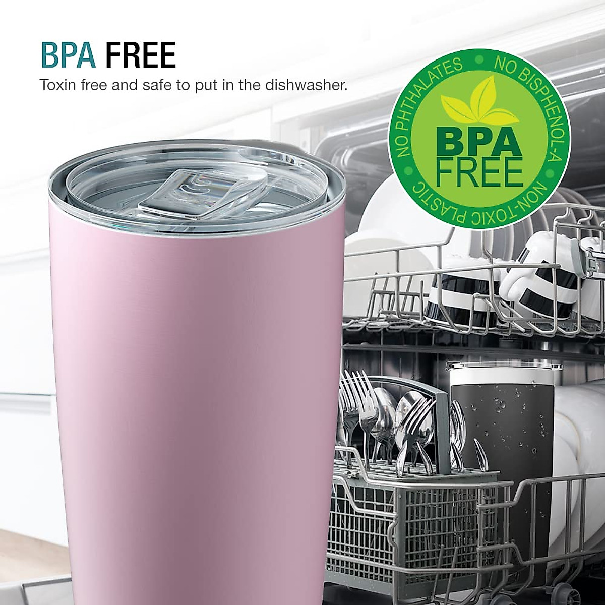 JURO Tumbler 20 oz Stainless Steel Vacuum Insulated Tumblers w/Lids and Straw [Travel Mug] Double Wall Water Coffee Cup for Home, Office, Kitchen Outdoor ideal for Ice Drinks/Hot Beverage - Pink