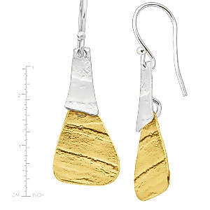 Silpada 'Combination' Drop Earrings in Textured Brass and Sterling Silver