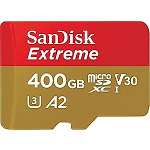 SanDisk 400GB Extreme microSDXC UHS-I Memory Card with Adapter - Up to 160MB/s, C10, U3, V30, 4K, A2, Micro SD - SDSQXA1-400G-GN6MA