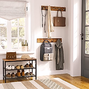 HOOBRO Coat Rack Shoe Bench Set, Entryway Shoe Rack Bench with Coat Hooks, Hall Tree Coat Rack, Mud Room Bench, Hat Bag Hanging Organizer, Industrial, for Foyer, Front Door, Rustic Brown BF07MT01