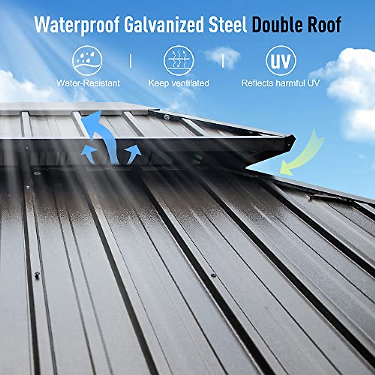 PHI VILLA 10' X 12' Outdoor Hardtop Gazebo on Clearance, Double Roof Gazebo with Curtains and Netting, Permanent Pavilion Gazebo with Aluminum Frame for Patios, Gardens, Lawns(Brown)