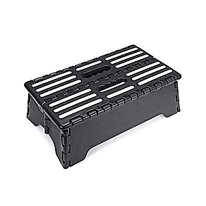 5 inch Portable Folding Step Stool(Black),Opens Easy in Indoor and Outdoor Universal,Durable Plastic Material Supports 300 lbs,Folding Ladder Storage for Kitchen,Toilet,Bathroom, Bedroom,Camping ect