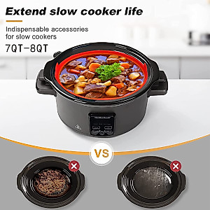 2 Pack Slow Cooker Liners fit Crock-Pot 7-8 QT Silicone Slow Cooker Divider Liners, Reusable Slow Cooker Crock Pot Divider Insert, Leakproof & Dishwasher Safe, BPA Free, Easy Cleanupking Liner
