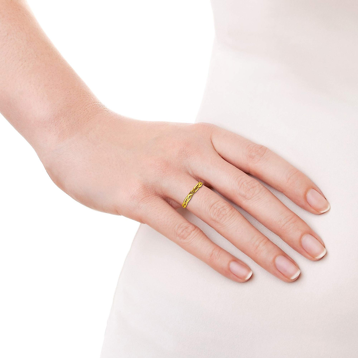 AeraVida Crown of Thorn Weave Wire Braid Gold Plated Over .925 Sterling Silver Band Ring (8) | Unique and Elegant Jewelry Accessory for Women