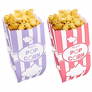 [100-pcs] 1 oz Lavender Popcorn Bags + [100-pcs] 1 oz Pink Paper Popcorn Bags - Customizable - Bundle