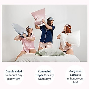 Shimmi Real Silk Pillow Cases | Luxury 30 Momme 6a Grade Mulberry Silk Pillowcase | Silk Pillowcase for Hair and Skin | Super Soft | [Standard, Blue Shimmer]