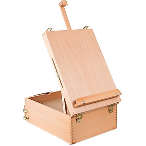 Kuyal Art Supplies Box Easel Sketch Box Painting Storage Box-Adjustable Design with Large 2-Drawer（2-Drawer Box Easel)