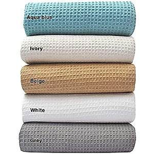 Tex Trend Luxury 100% Cotton Blanket - Soft Blankets King Size for Bed, Sofa & Couch - Breathable Blanket for Summer - All Season Cotton Thermal Blanket (Khaki, King)