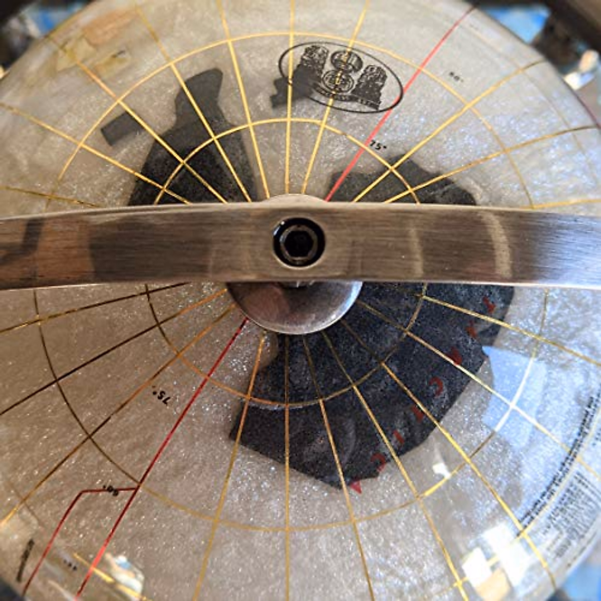 Unique Art 10-Inch Tall Pearl Swirl Ocean Gemstone World Globe with 4 Leg Silver Stand,white