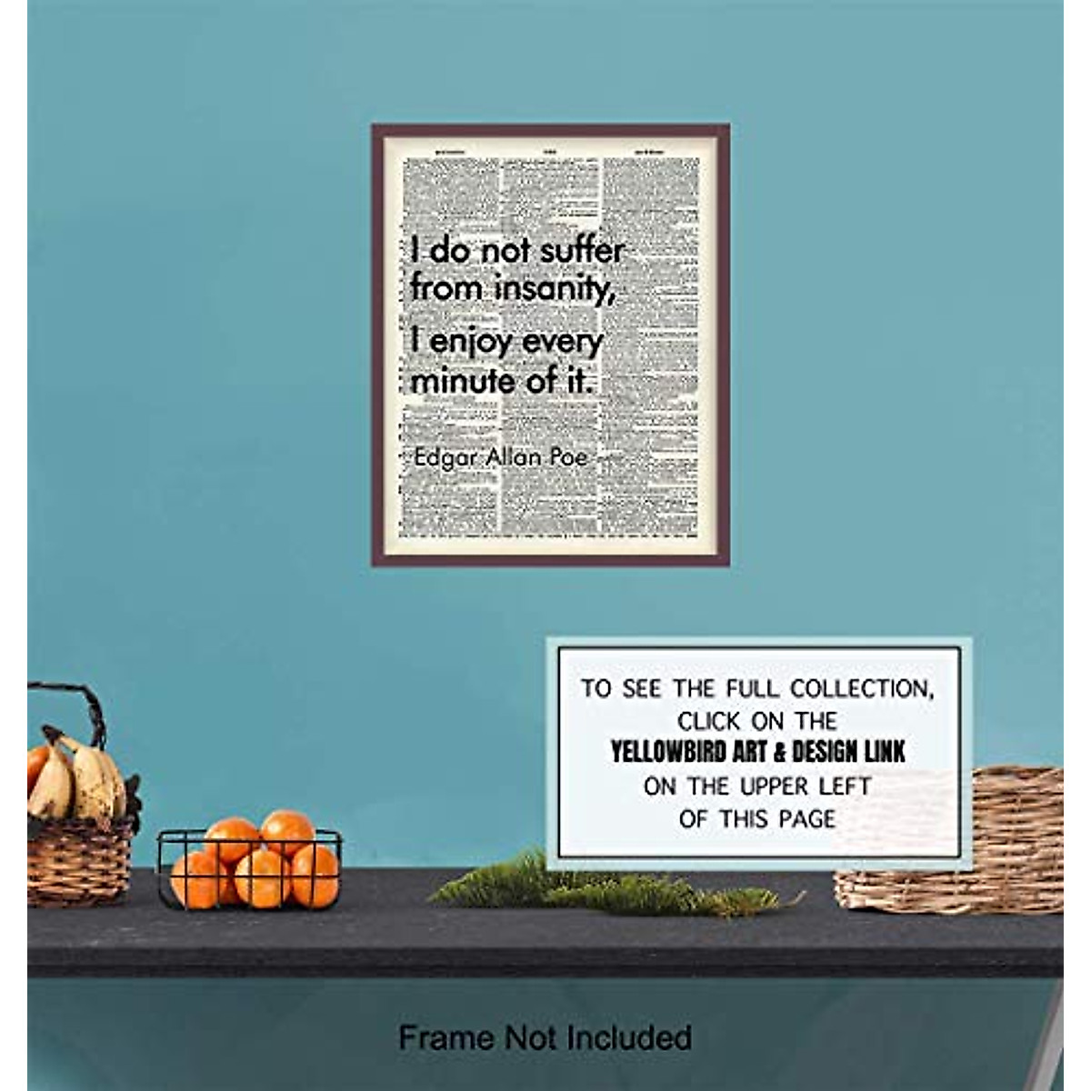 Edgar Allan Poe Quote, Dictionary Art - 8x10 Upcycled Wall Decor, Home Decoration for Bedroom, Living Room, Office, Apartment - Cool Unique Gift, Funny Saying - Unframed Poster Print Picture Photo