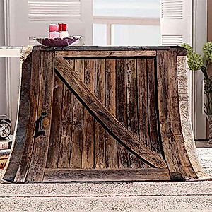 NARBOR Soft Fleece Throw Blanket - Fluffy Microfiber Solid Blankets for Bed and Couch Double/Single Size - 59X79Inch Vintage Wooden Door Printed Flannel Blanket for Bed, Couch and Sofa