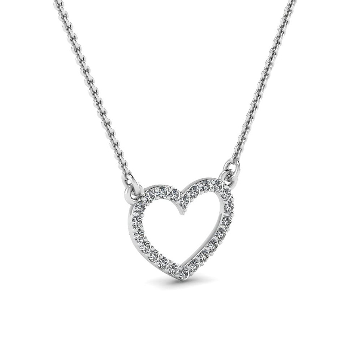 Fascinating Diamonds 1/6 Ctw Round Cut Natural Diamond Heart Lure Pendant For Women 14K White Gold SI1/SI2 Clarity And G/H Color (Premium Collection)