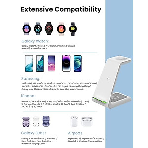 JoyGeek Wireless Charging Station for Samsung, Upgraded Android Charging Station, 3-in-1 Wireless Charger for Samsung Galaxy Watch5(Pro)/4/3/Active2/1, Galaxy S23(Ultra)/S22/S21/S20/Note 20, Buds2/Pro