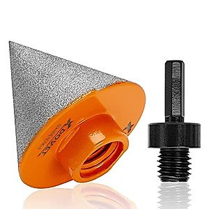 XDOVET Diamond Beveling Chamfer Bits 2" 50mm Diamond Milling Bit for Enlarging Trimming Shaping Existing Holes of Granite Marble Porcelain Tiles Size of 0 to 50mm with 5/8"-11 Thread