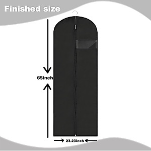 LXLOVESM Dress Bags for Gowns Long, 65'' Garment Bags, Suit Bag for Storage and Travel, 2 Pack (Black)
