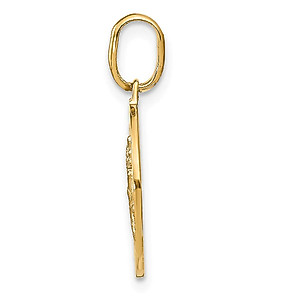 Solid 14k Yellow Gold Round Catholic Patron Saint Christopher Brushed Matte Finish Pendant Charm - 23mm x 15mm