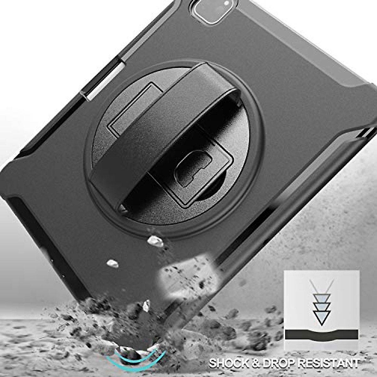 ProCase Rugged Case for iPad Pro 12.9 2020 2018 [Support Apple Pencil 2 Charging], Heavy Duty Kickstand Protective Cover for iPad Pro 12.9" 4th Generation 2020 / 3rd Gen 2019 -Black