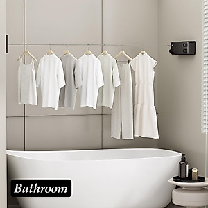 Danpoo Retractable Clothesline Outdoor/Indoor, Double Lines for Hanging Clothes with 13.8 Ft Steel Wire, Heavy Duty Clothing Line Wall Mounted, Black