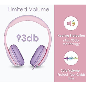 Nenos Kids Headphones Volume Limited Over Ear Headphones for Kids Headphones for Children Boys Girls Toddler Ideal for Tablet, Smartphone, Laptop Headset for School, Travel