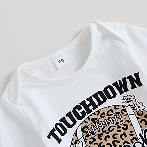 Twopumpkin My First Thanksgiving Baby Girl Outfit Newborn Turkey Onesie Romper Bell Bottoms 1st Thanksgiving Clothes (Football Season White, 0-3 Months)