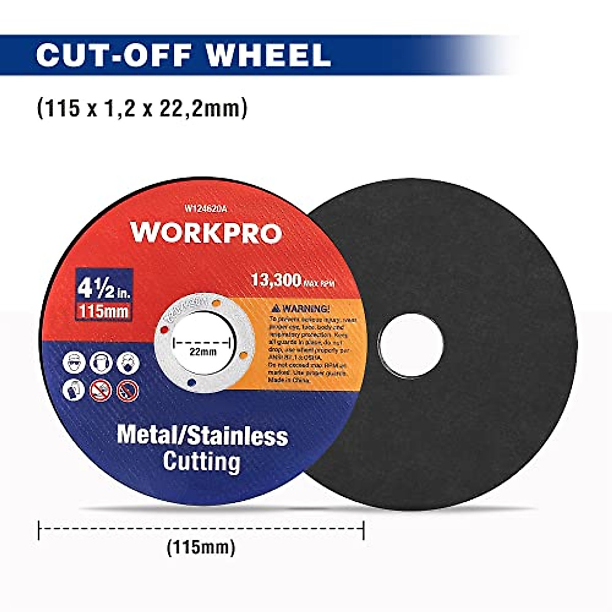 WORKPRO 20-Pack Cut-Off Wheels, 4-1/2 x 7/8-inch Metal&Stainless Steel Cutting Wheel, Thin Metal Cutting Disc for Angle Grinder