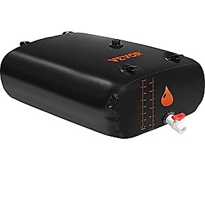 VEVOR Portable Water Storage Bladder,143 Gallon Large Capacity Water Storage Containers,1000D PVC Water Bladder Including Spigots and Overflow Kit,Water Tank for Garden Water Catcher, Black