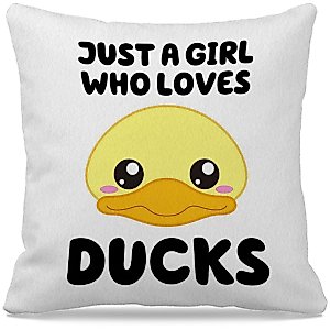 Nogrit Duck Pillow Cover, Duck Decor Throw Pillow Cover 18x18,Just A Girl Who Loves Ducks Decor for Home Bedroom Living Room Duck Gifts for Duck Lovers Duck Decorations Duck Room Decor