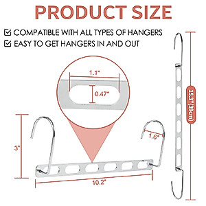 Hangers Space Saving, 12 Pack Metal Hanger Organizer, Closet Space Savers, Collapsible Magic Hangers for Heavy Clothes, Closet Organizers and Storage, College Dorm Room Essentials