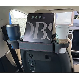UILB Tesla 2 Cup Holder Car Rear Seat Two Big Side Cup Holder, Backseat Oraginzer with Two Cup Holder, DIY Position, Storage Box for Money, Card, Holding Phone, Wallet