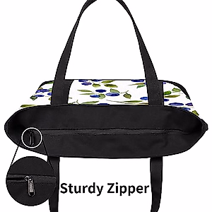 bisibuy Berries Tote Bag Tote Bag for Women Reusable Grocery Shopping Cloth Bags with Zipper Large Capacity Foldable Handbag Gym Bag for Gift Activity
