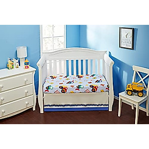 Everyday Kids 2 Pack Fitted Boys Crib Sheet, 100% Soft Breathable Microfiber Baby Sheet, Fits Standard Size Crib Mattress 28in x 52in, Nursery Sheet - Construction/Gold