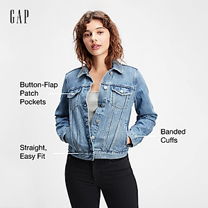 GAP womens Icon Denim Jacket, Medium Wash, X-Large US