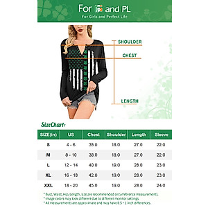 For G and PL St Patricks Day Graphic V-Neck Women's Outfits Casual Four Leaf Pullover Ireland Shirt Shamrock Flag M