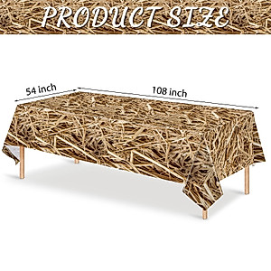 Tudomro 3 Pcs Fall Thanksgiving Tablecloth Farm Hay Plastic Tablecloth Autumn Straw Tablecover Waterproof Cowboy Western Table Cloth for Harvest Thanksgiving Carnivals Party Supplie, 54 x 108 Inch