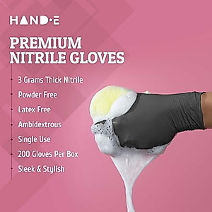 Hand-E Touch Disposable Gray Nitrile Gloves Medium 100 Count - Latex Free Medical Exam Gloves, Powder Free Food Safe Cooking Gloves