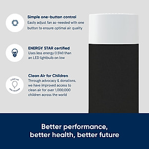 BLUEAIR Bedroom Air Purifier, Small Room Air Cleaner Dust Pet Dander Smoke Pollen Allergen, Odor Removal, for Home Office Nursery, 2 Washable Pre Filters, HEPASilent, Blue 411 (Non-Auto)