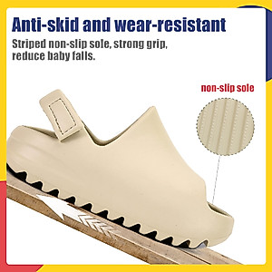 Toddler Little Kids Slides Sandals Summer Slip-On Sandals Shower Beach Pool Anti-slip Slippers for Kids Girls White Sandals Toddler Water Shoes for Boys Toddler Slides (Beige, Size 4.5-5, 130)