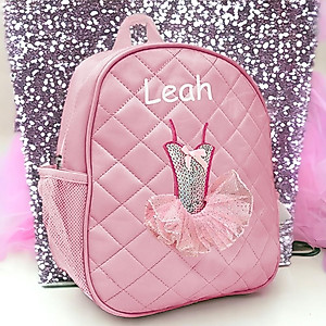 The Trendy Turtle Personalized Quilted Hot Pink Tutu Princess Themed Backpack Ballet Dance Bag with Custom Name