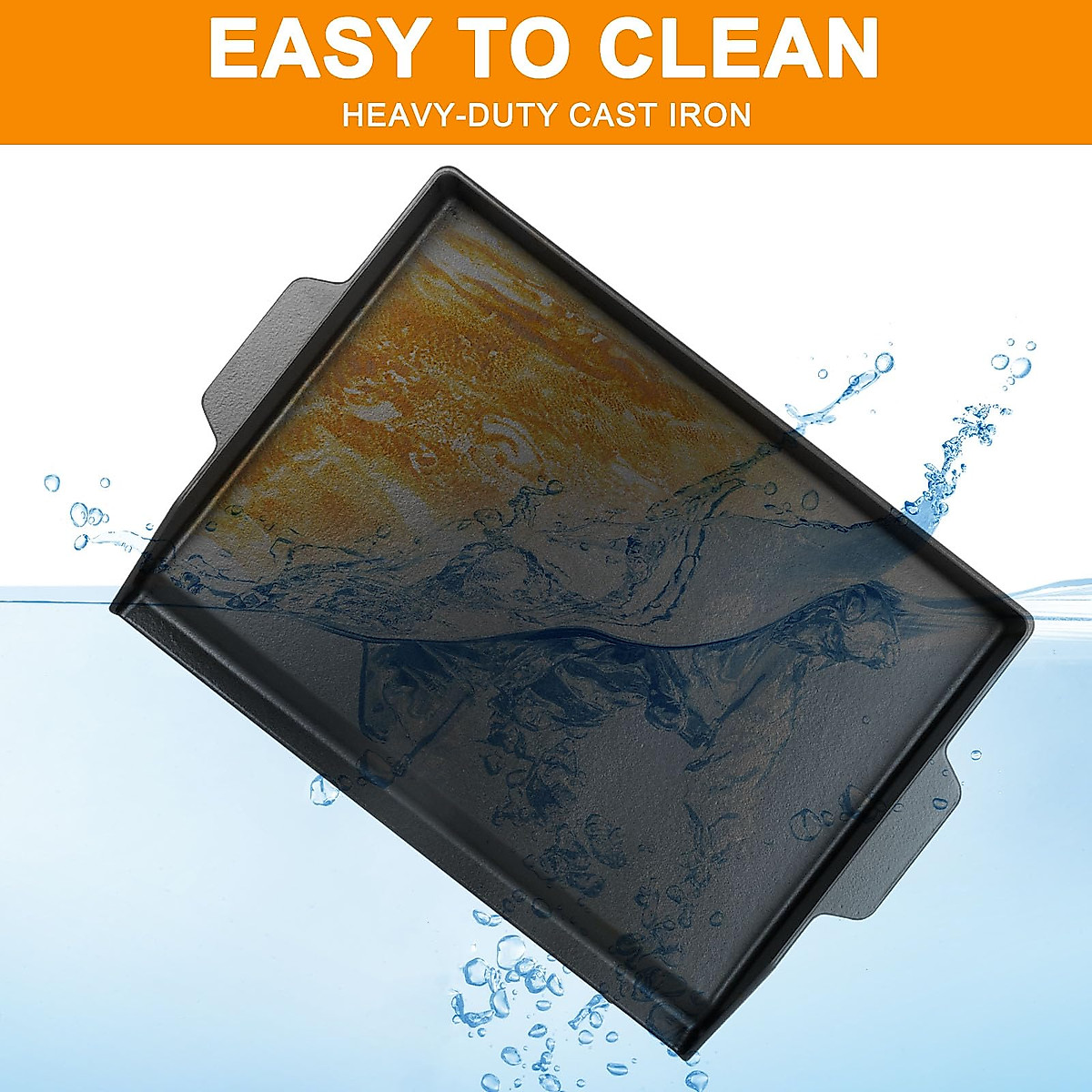 Universal Griddle Insert for Gas Grill, Cast Iron Flat Top Griddle for Outdoor Grill, Charcoal Grill, Camp Chef/Weber/Charbroil/Nexgrill/Kenmore Big Gas Grill Griddle Etc. All Gas Grills 23" x 16"