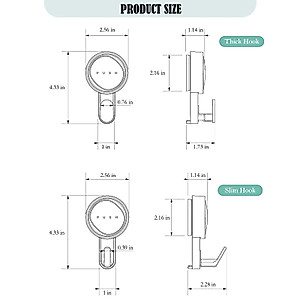 2PCS Suction Cup Hooks for Shower Hooks for Inside Shower, Removable Wall Hooks for Hanging Shower Suction Cup Hooks for Loofah, Robe, Towels, Glass Window, Shower Wall, Bathroom, Kitchen (Slim Hook)