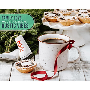 Speckled Campfire Style Mugs - Set of 6-14 oz - Cozy Colors -Coffee Cups - Camping Coffee Mugs - Ceramic | Enamel - Use for Tea/Hot Drinks