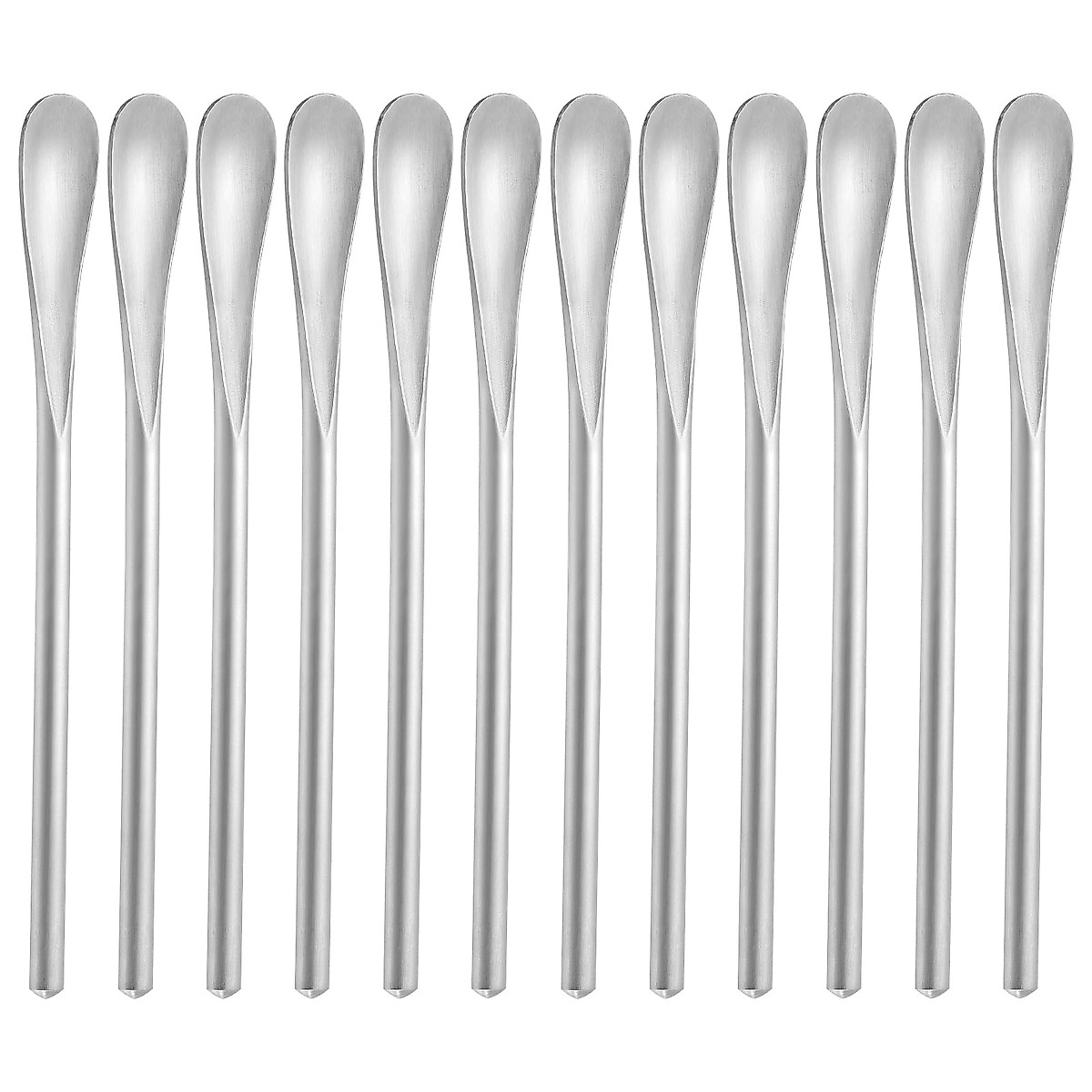 12-piece 5-inch Stainless Steel Coffee Stirring Spoon, Cocktail Stirring Stick with 12.8 cm Length, Small Spoon with Round Handle, Reusable Ice Tea Spoon, Bar Spoon. Dishwasher Safe.