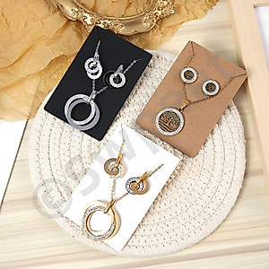 Swpeet 300Pcs Cowhide Color Earring Display Cards Assorment Kit, 100Pcs 3.5 x 2.4 Inches Square Earring Holder Cards with Silicone Earring Backs and Self-Seal Bags for Earrings Necklace Jewelry