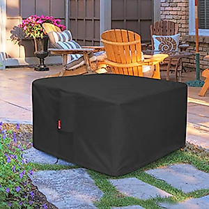 Gas Fire Pit Cover Square-Premium Patio Outdoor Cover Heavy Duty Fabric with PVC Coating,100% Waterproof,Anti-Crack,Fits for 29”,30 inch,31 inch,32 inch Fire Pit/Table Cover (32”L x 32”W x 24”H,Black)