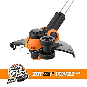 Worx WG163 GT 3.0 20V Cordless Grass Trimmer/Edger with Command Feed, 12in, 2 Batteries and Charger Included (Renewed)