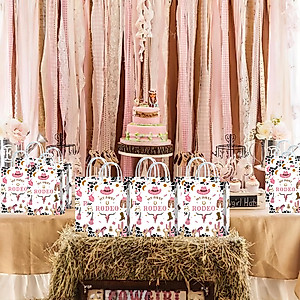 16 Pieces My First Rodeo One Birthday Party Favors Bags,Cowgirl 1st Birthday Gift Snacks Treat Candy Party Favors Bags with Handles for Cowgirl 1st Birthday Party Decorations